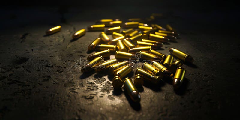 A Pile of Bullets Laying on a Table Stock Image - Image of surface ...