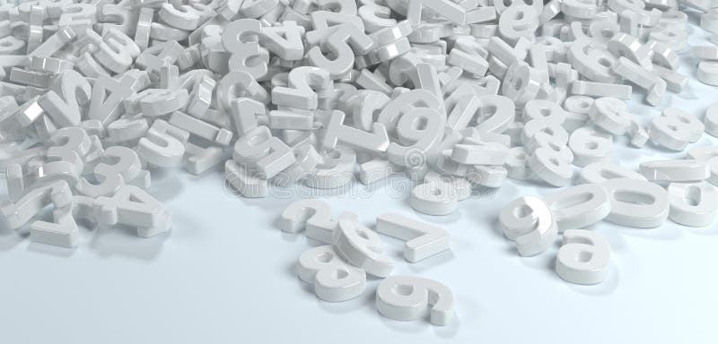 Pile or Bunch of White Figures Numbers. Stock Illustration ...