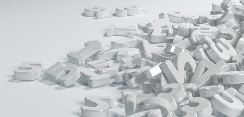Pile or Bunch of White Figures Numbers. Stock Illustration ...