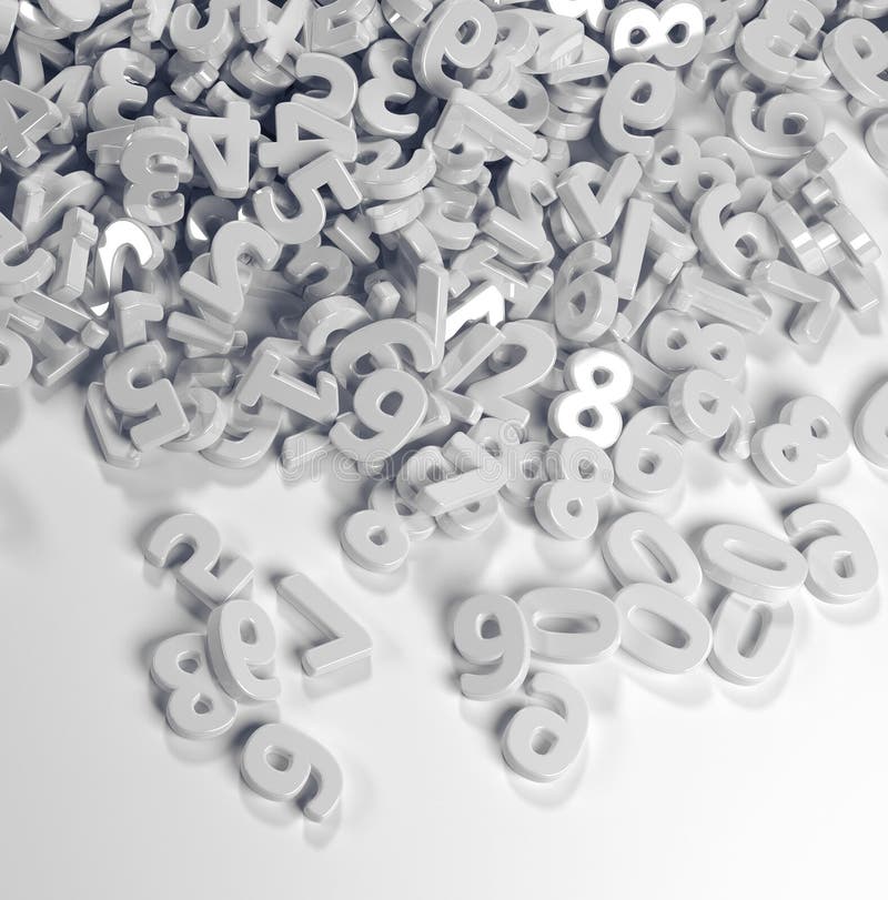 Pile or Bunch of White Figures Numbers. Stock Illustration ...