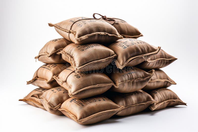 Pile of Brown Sacks on a White Background. Isolated Stock Illustration ...