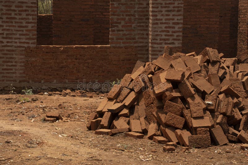 A Pile of Burnt Mud Bricks stock image. Image of construction - 270393885