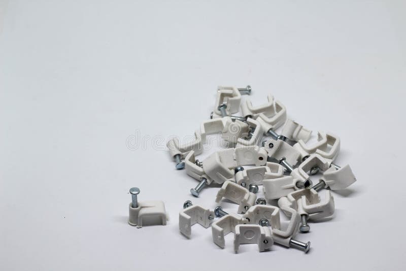 Cable Clip on White Background Stock Photo - Image of plastic, concrete ...
