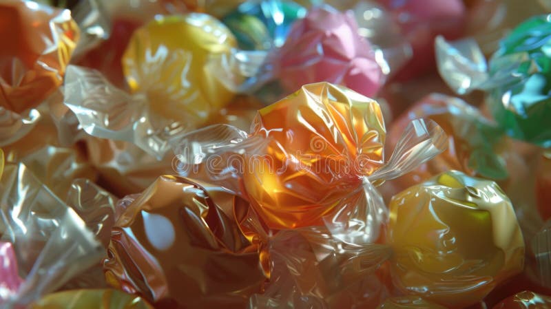 A Pile of Candy Wrapped in Plastic Wrap. Perfect for Halloween or Party ...