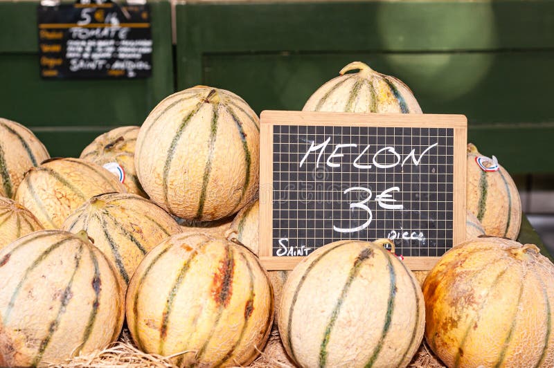 Pile of Cantaloupe Melons, for Sale Farmers Market, Italy Stock Image ...
