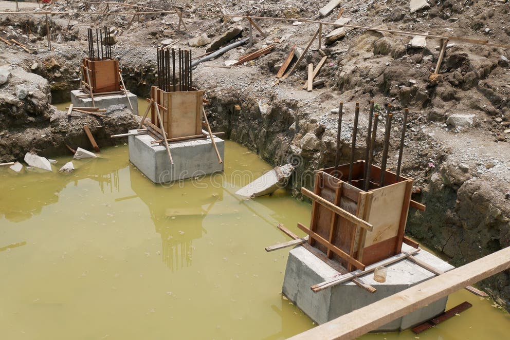Pile Cap and Column Stump Under Construction at the Construction Site ...