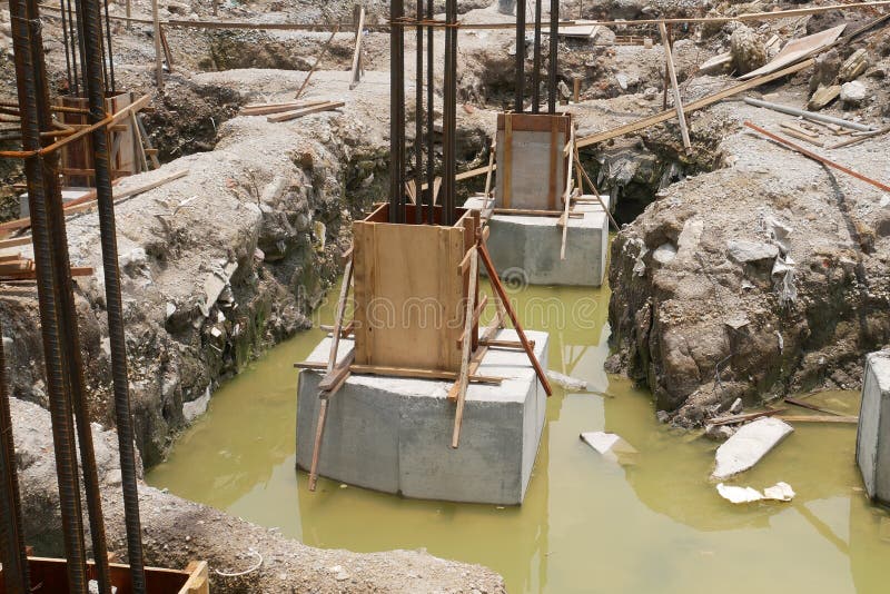 Pile Cap and Column Stump Under Construction at the Construction Site ...