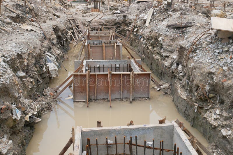 Pile Cap and Column Stump Under Construction at the Construction Site ...