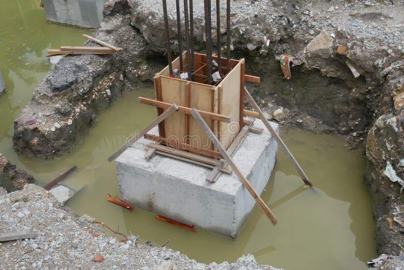 Pile Cap and Column Stump Under Construction at the Construction Site ...