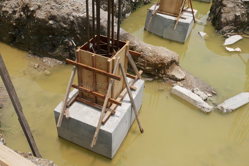 Pile Cap and Column Stump Under Construction at the Construction Site ...
