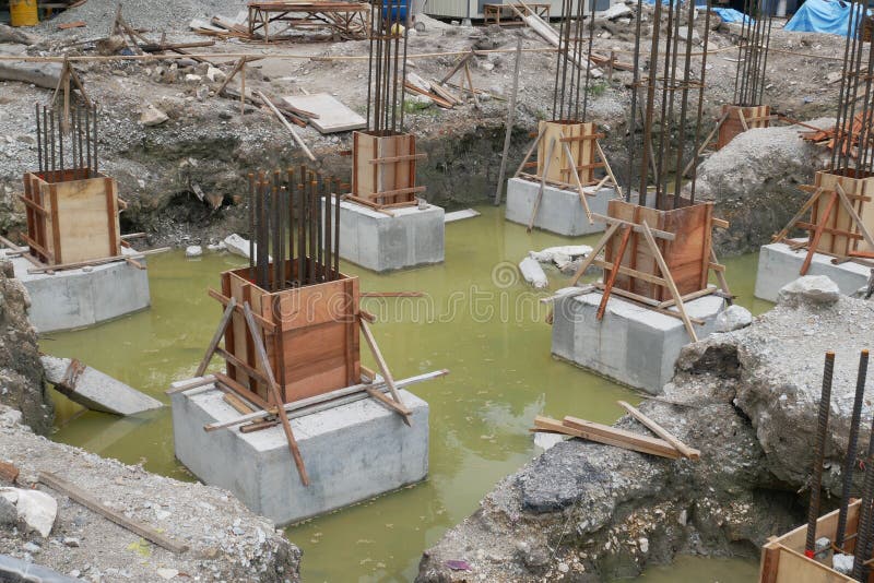 Pile Cap and Column Stump Under Construction at the Construction Site ...