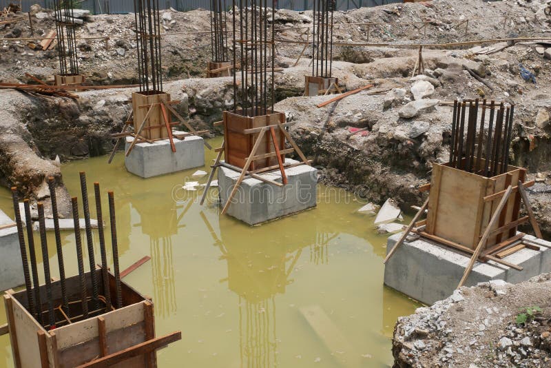 Pile Cap and Column Stump Under Construction at the Construction Site ...