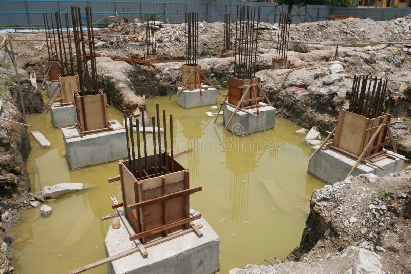Pile Cap and Column Stump Under Construction at the Construction Site ...
