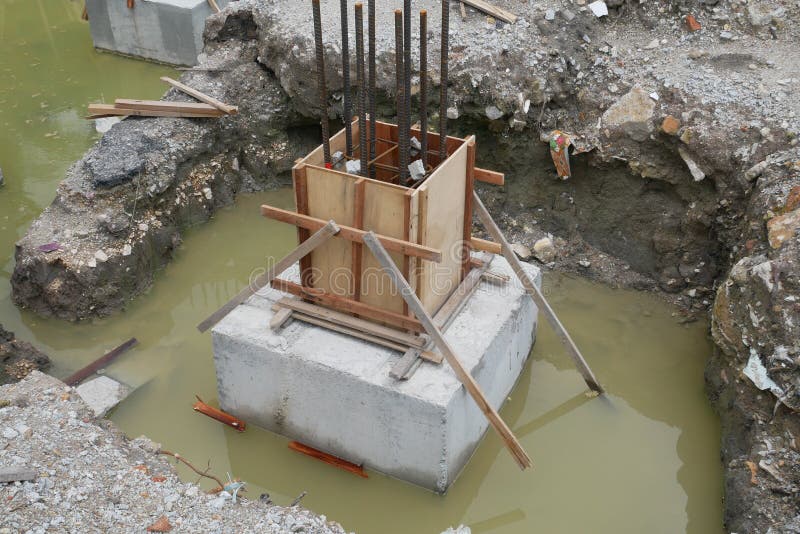 Pile Cap and Column Stump Under Construction at the Construction Site ...