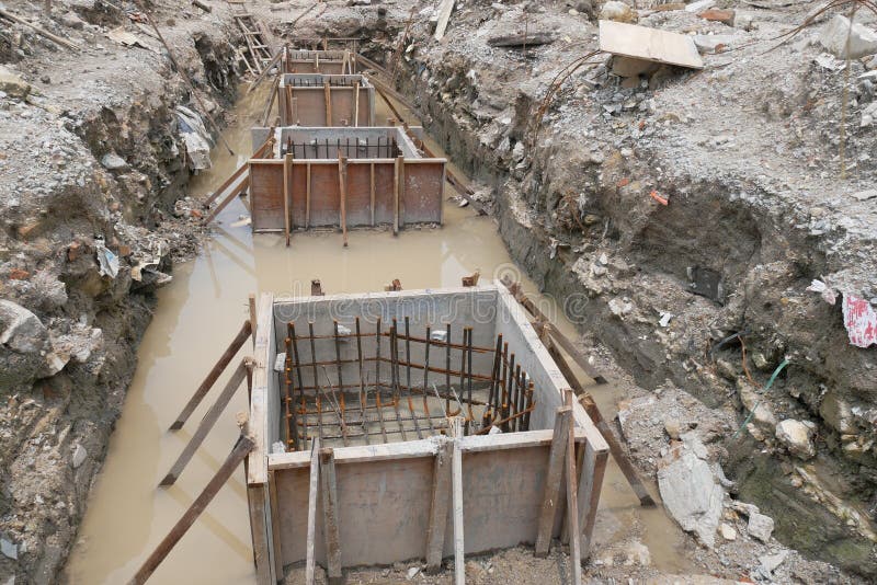 Pile Cap and Column Stump Under Construction at the Construction Site ...