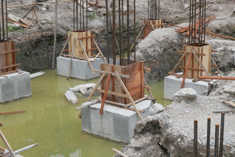 Pile Cap and Column Stump Under Construction at the Construction Site ...