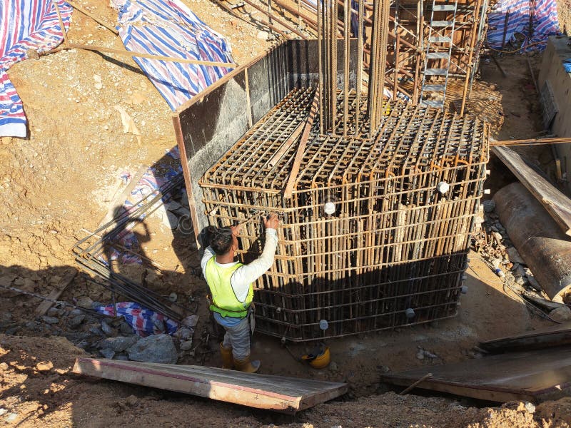 Pile Cap and Column Stump Under Construction at the Construction Site ...