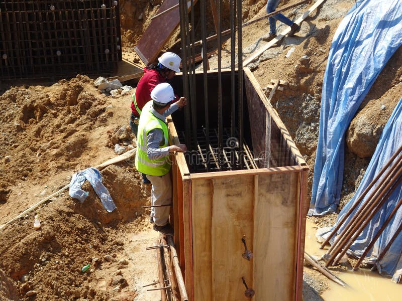 Pile Cap and Column Stump Under Construction at the Construction Site ...