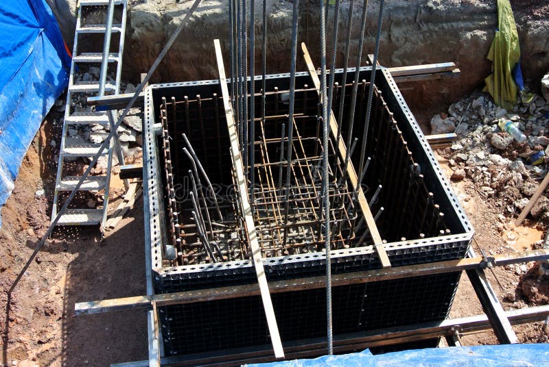 Pile Cap Formwork Made from Polymer at the Construction Site. Stock ...