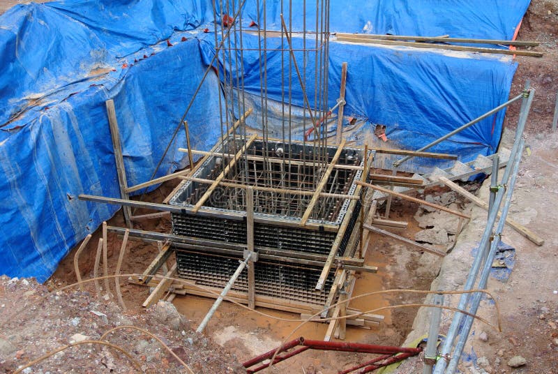 Pile Cap Formwork Made from Polymer at the Construction Site. Stock ...