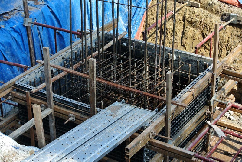 Pile Cap Formwork Made from Polymer at the Construction Site. Stock ...