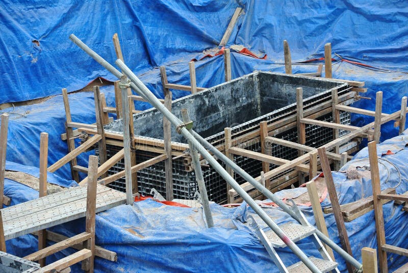 Pile Cap Formwork Made from Polymer at the Construction Site. Stock ...