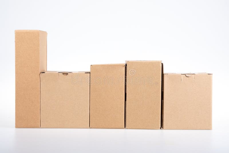 Pile of Cardboard Boxes Brown Mockup on White Background Stock Image ...