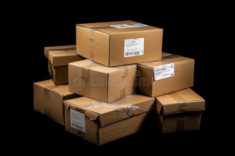 Pile of Cardboard Boxes Stacked High with Flaps Open Stock Image ...