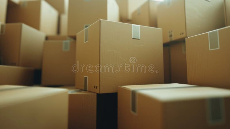 Stacked cardboard boxes stock image. Image of items - 382559991