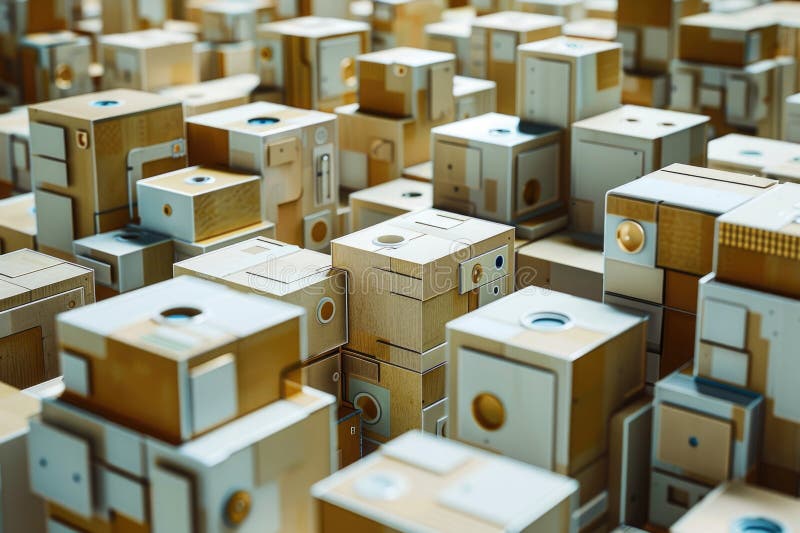 A Pile of Cardboard Boxes Stacked High Stock Image - Image of piled ...