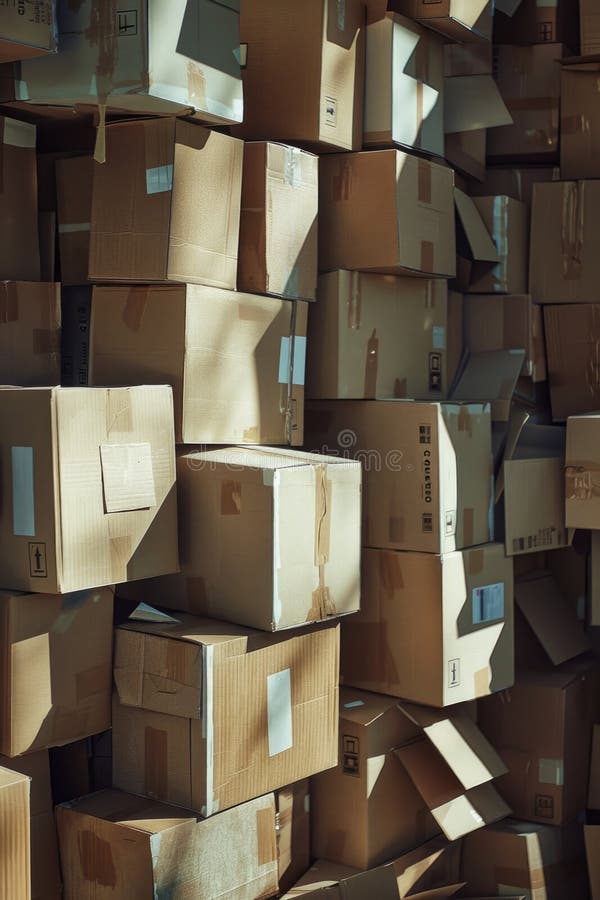Cardboard Boxes Stacked High Warehouse Storage Area Stock Photos - Free ...
