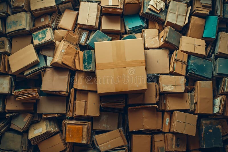 A Pile of Cardboard Boxes Stacked on Top of Each Other Stock Photo ...
