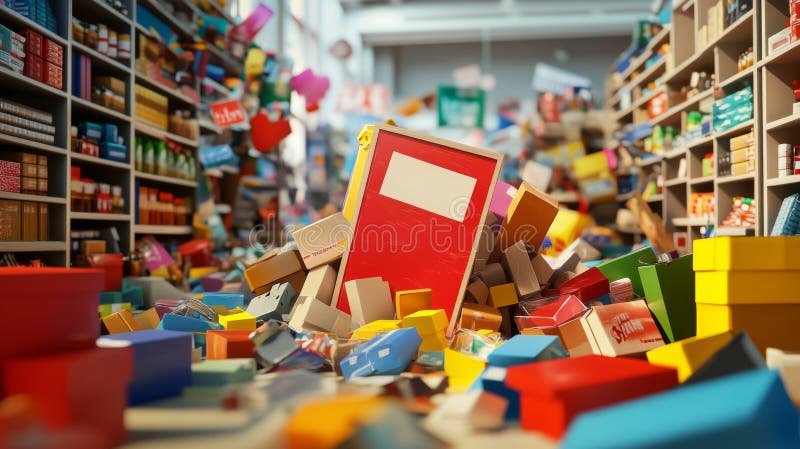 A Pile of Cardboard Boxes in a Store Aisle Stock Illustration ...