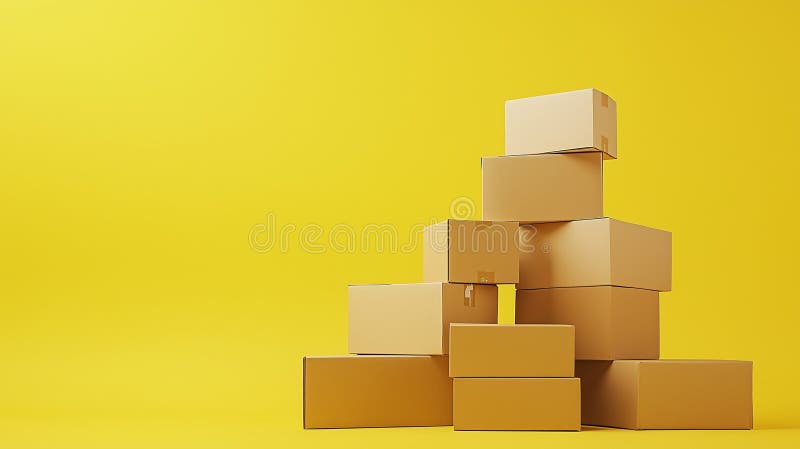 A Pile of Cardboard Boxes of Various Sizes, Stacked in the Form of a ...