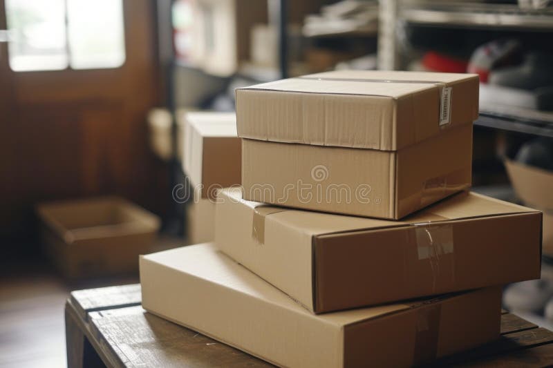Pile of Cardboard Boxes in a Warehouse Stock Image - Image of commerce ...