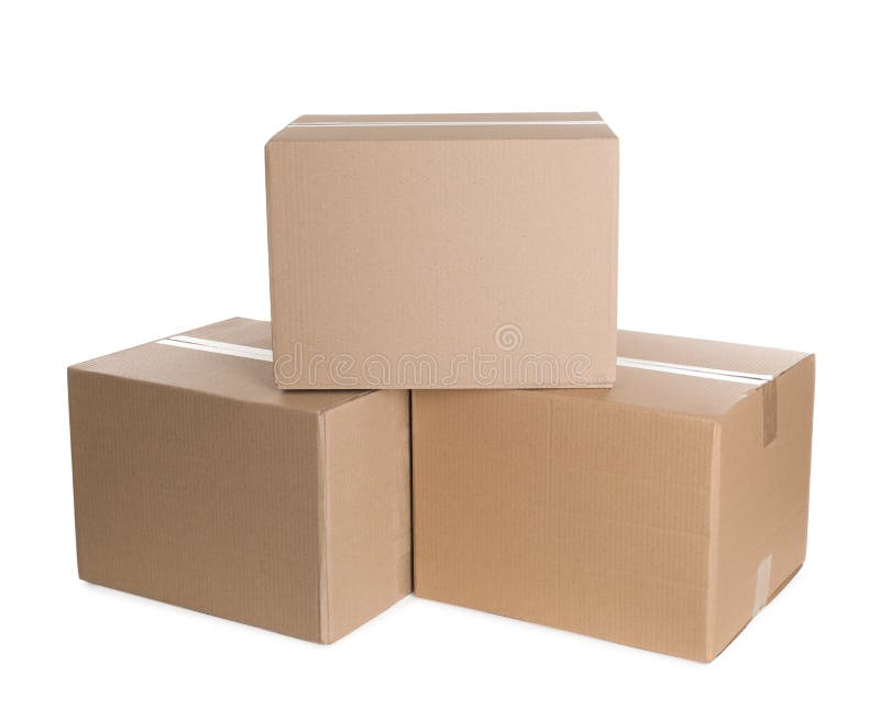 Pile of Cardboard Boxes on White Background Stock Photo - Image of ...