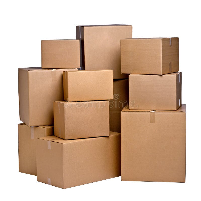 Pile of Cardboard Boxes on White Background Stock Photo - Image of ...