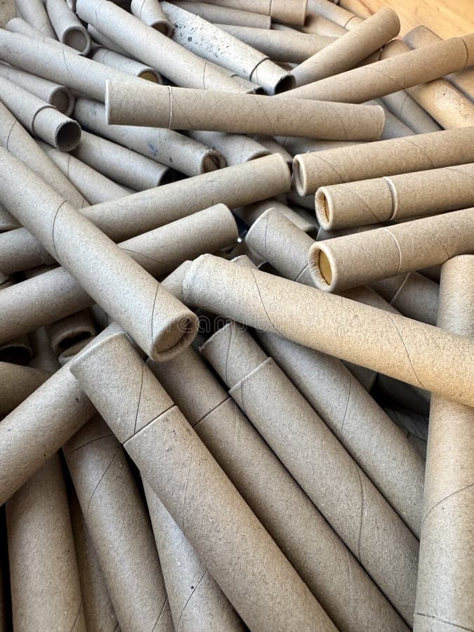 Pile of Cardboard Tubes for Recycling and Eco Packaging Stock Photo ...