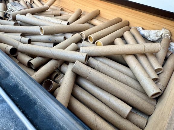 Pile of Cardboard Tubes for Recycling and Eco Packaging Stock Photo ...