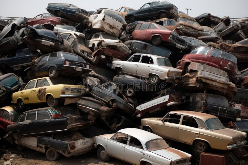 A Pile of Cars Created with Generative AI Technology Stock Illustration ...