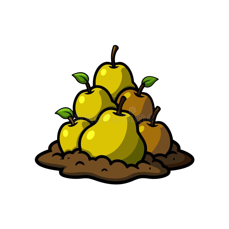 Pile of Pears Cartoon Illustration Isolated on White Stock Vector ...
