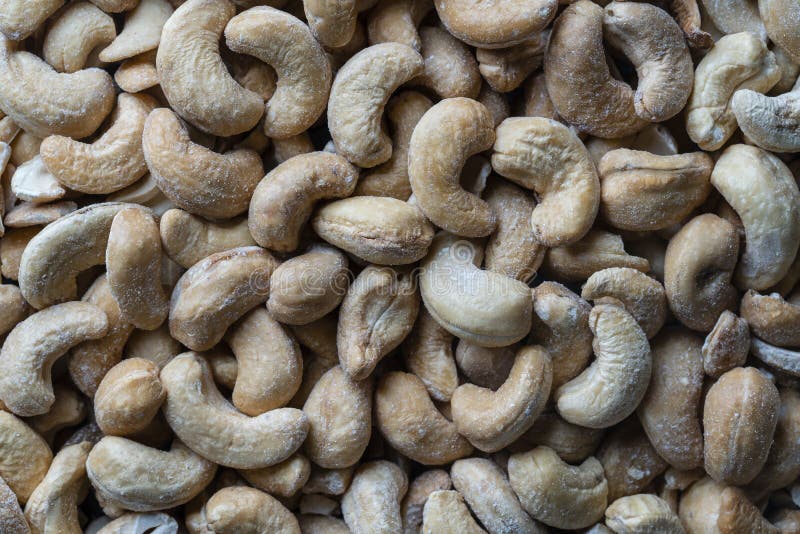 Pile Cashew Nuts without Shell, Closeup, Top View. Whole Nut Kernels ...