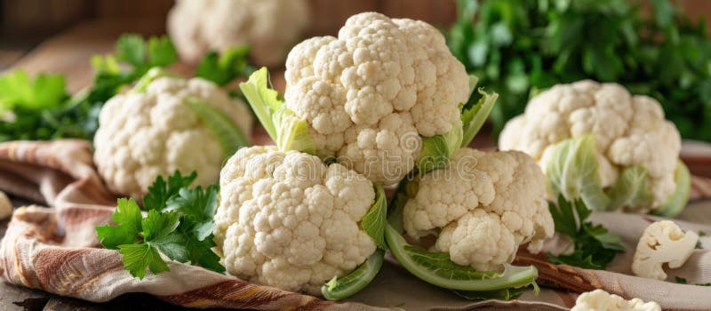 Stack of Cauliflower on Table Stock Image - Image of eating, food ...