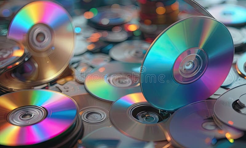 A Pile of CDs and DVDs are Scattered on the Floor. Stock Illustration ...