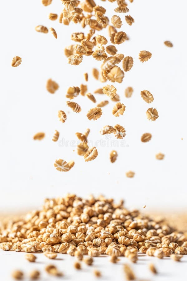 A Pile of Cereal Falling through the Air Stock Photo - Image of snacks ...