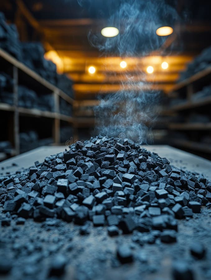 Pile Charcoal Briquettes Smoke Rising Stock Photos - Free & Royalty ...