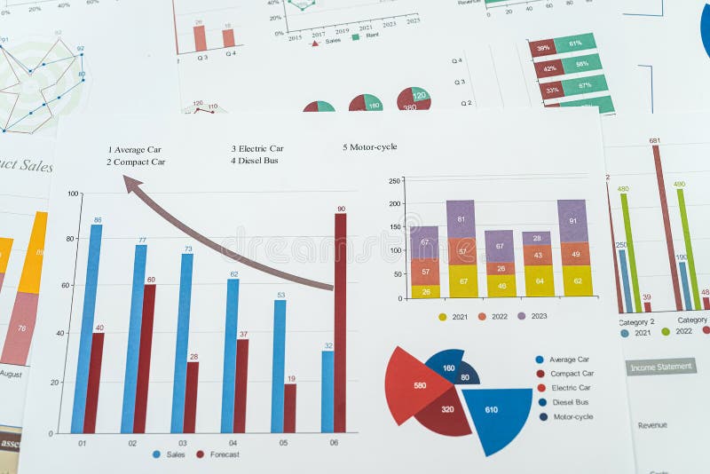 Pile of Chart Graph Paper. Financial Account Statistics Concept Stock ...