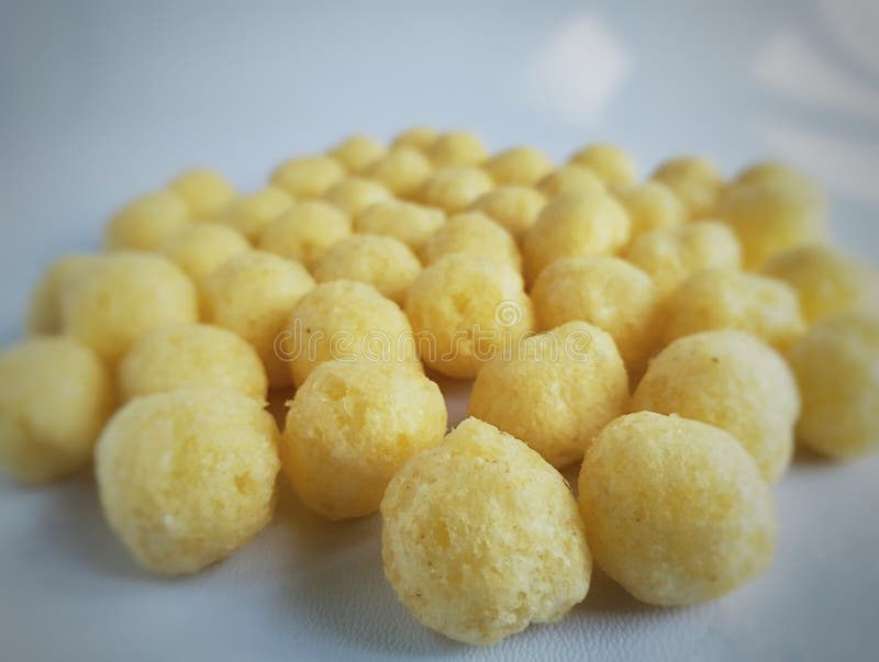 Pile of Cheese Balls Isolated on White Background. Corn Ball. Snack ...