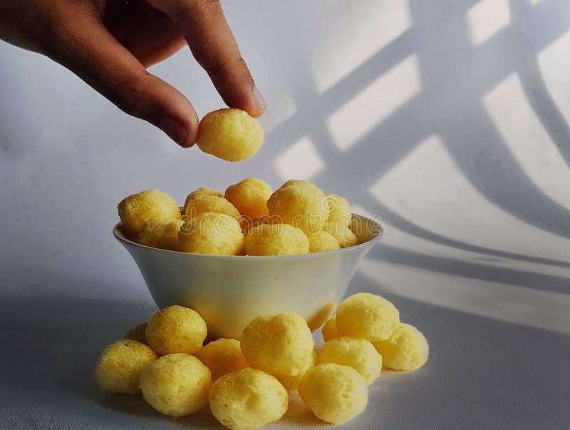 Pile of Cheese Balls on White Background. Corn Ball. Snack Ball ...