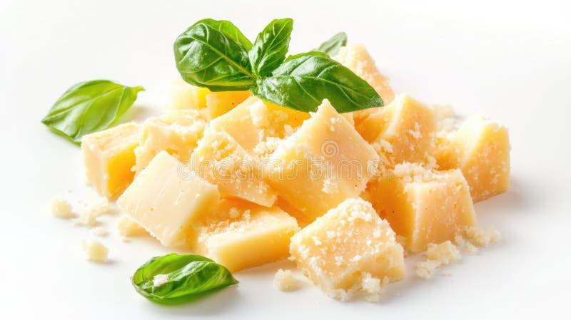 Pile Cheese Topped Fresh Basil Leaves Stock Photos - Free & Royalty ...